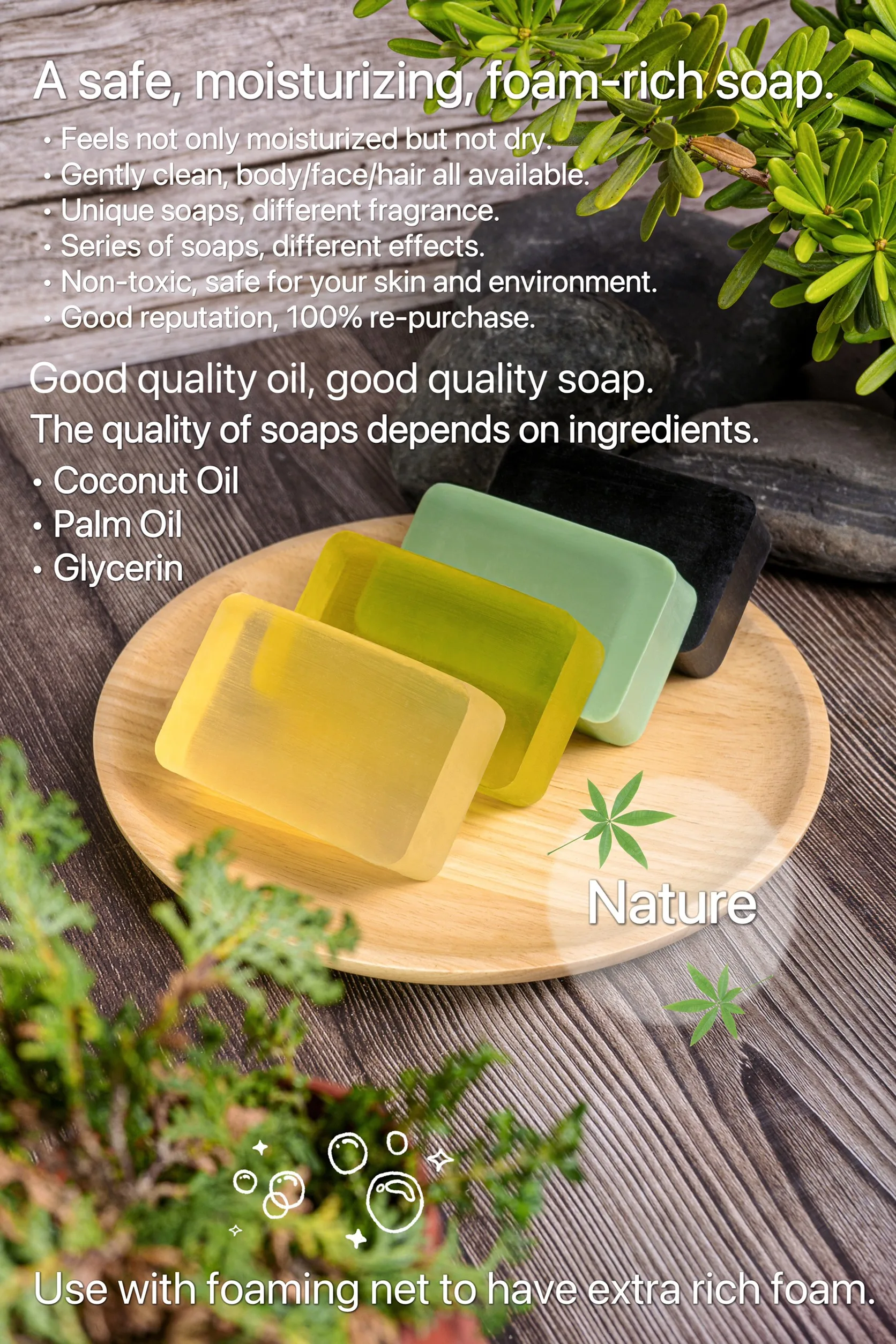 Customized Natural Gentle Bath Soap Healing Balancing 200g Lemongrass And Plant Extract Soap ...