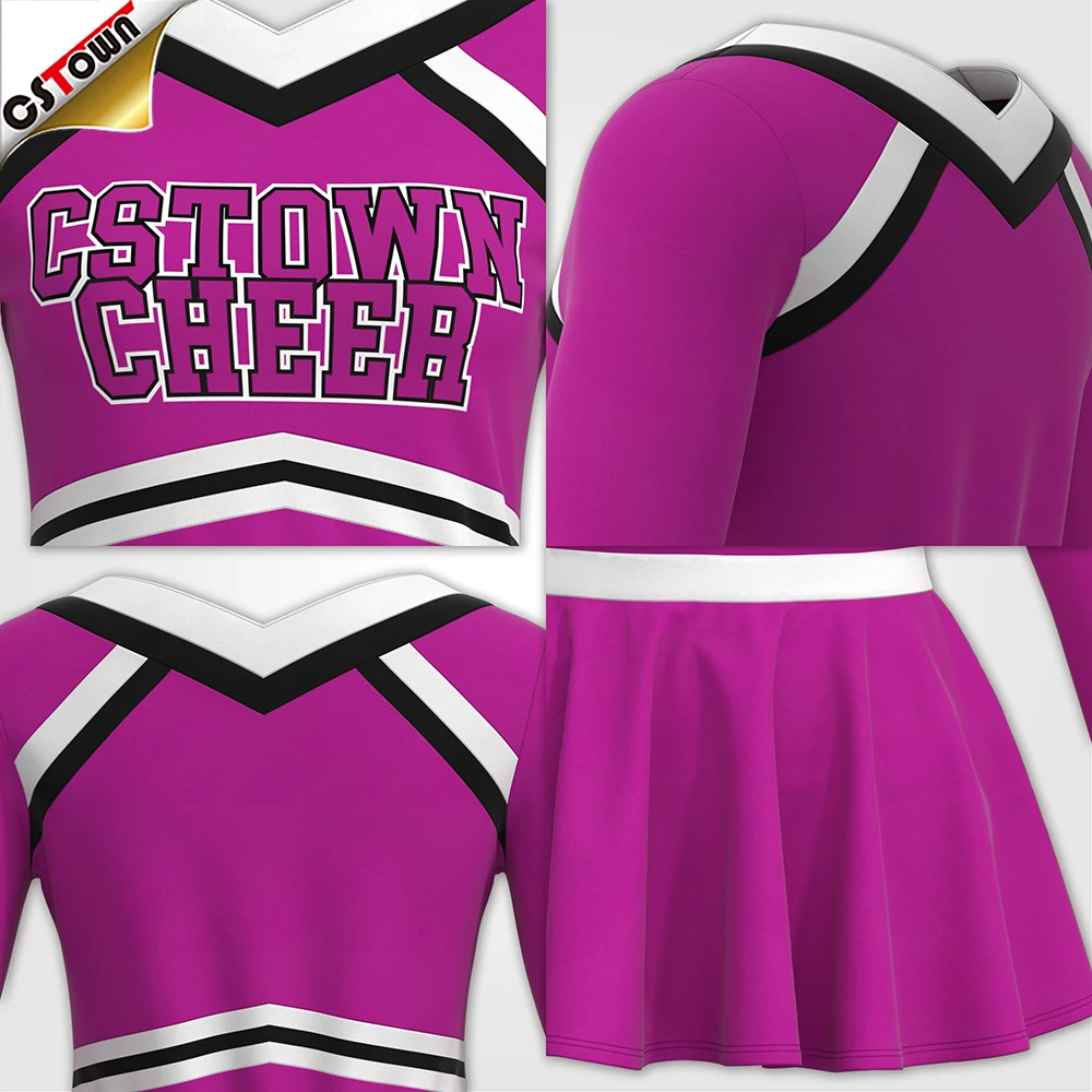 New Arrival Girls Cheerleading Purple Cheerleading Outfit Sublimation ...