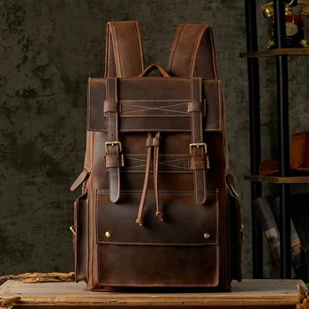 Unisex Genuine Leather Laptop Men For 16inch Business Backpack Office ...