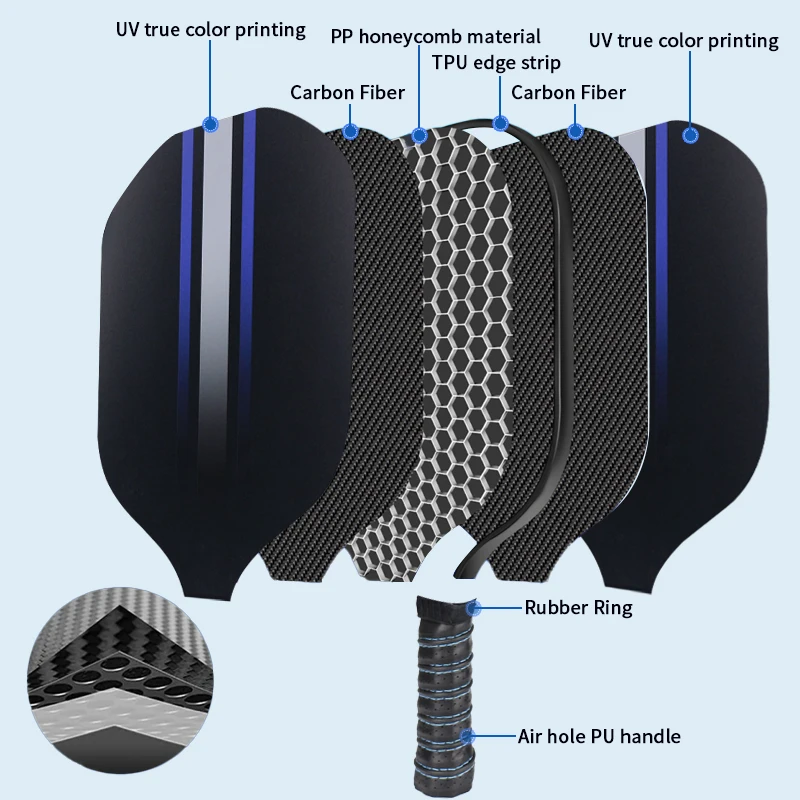 Thermoformed Carbon Fiber Pickleball Paddle With Cushion Grip ...