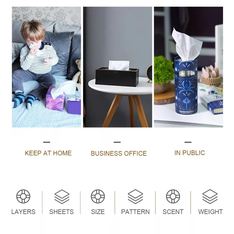 Wholesale 100% Wood Pulp Custom logo Face Tissue Paper 3ply Facial ...