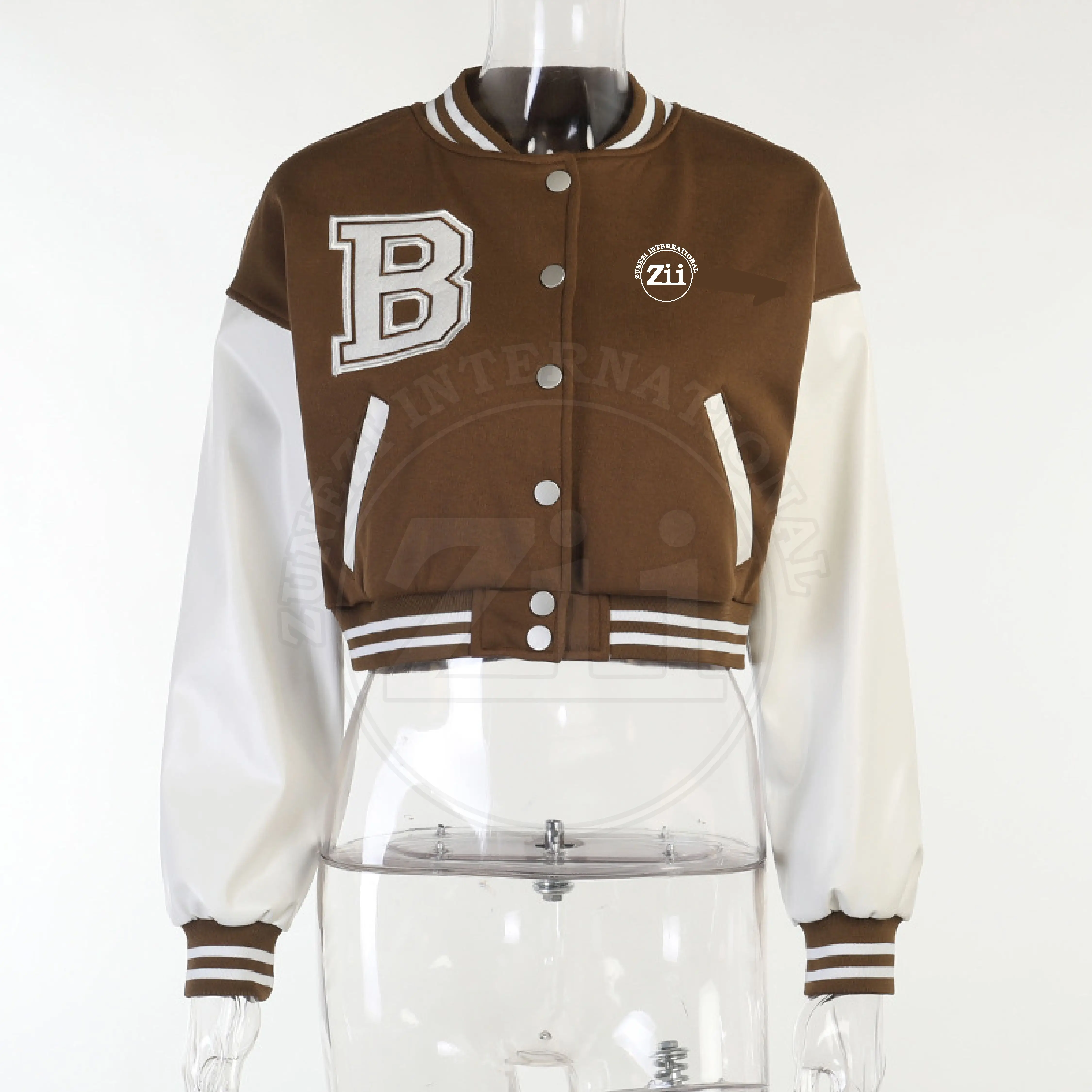 Women's Trendy Oversize Varsity Jacket Casual Leather Baseball Coat ...