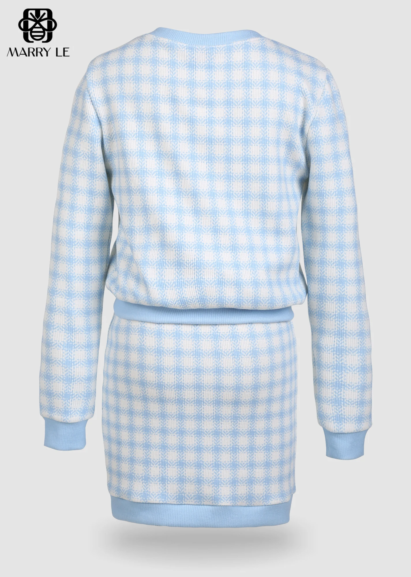 Dainty Baby Blue Women Casual Long Sleeve Cardigan & Mini Skirt Two ...