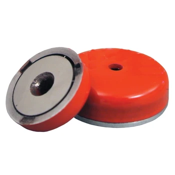 Custom Alnico Shallow Pot Magnet With Red Painting Countersunk Hole For ...