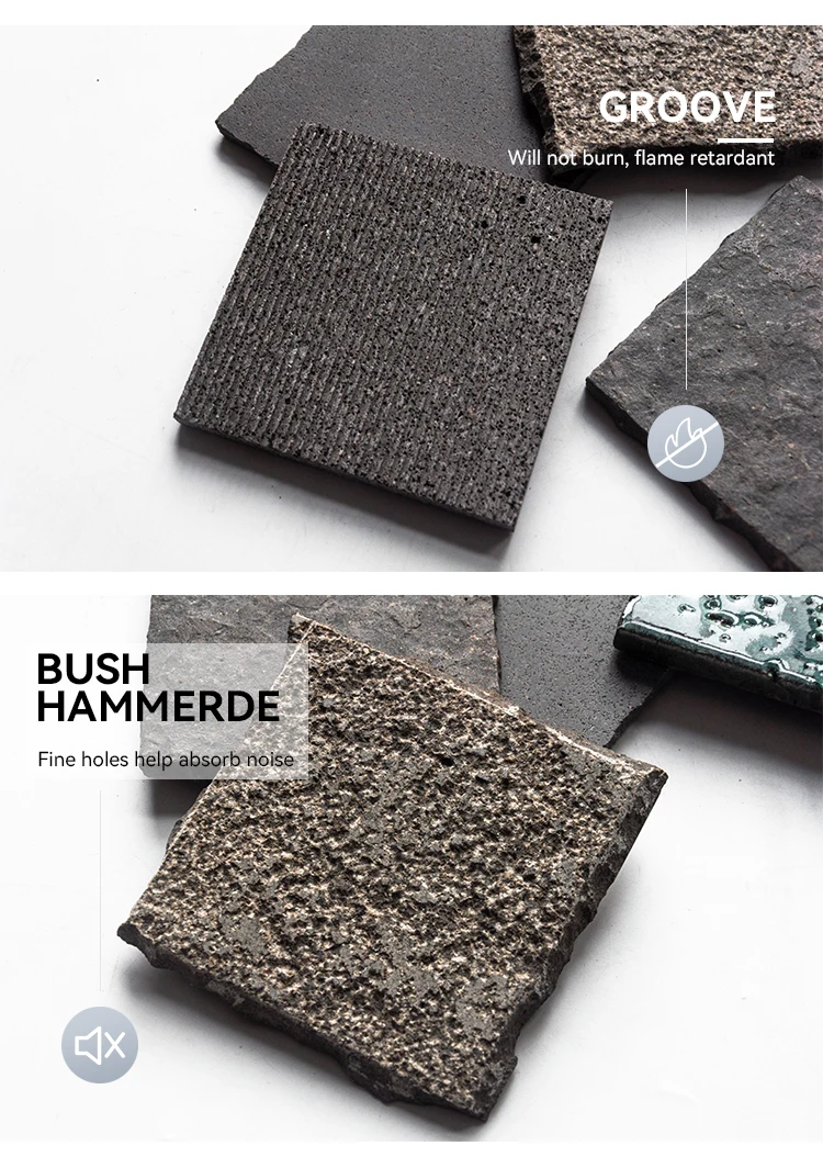 Outdoor Natural Black Lava Stone Wall Cladding Basalt Stone Pavers For ...