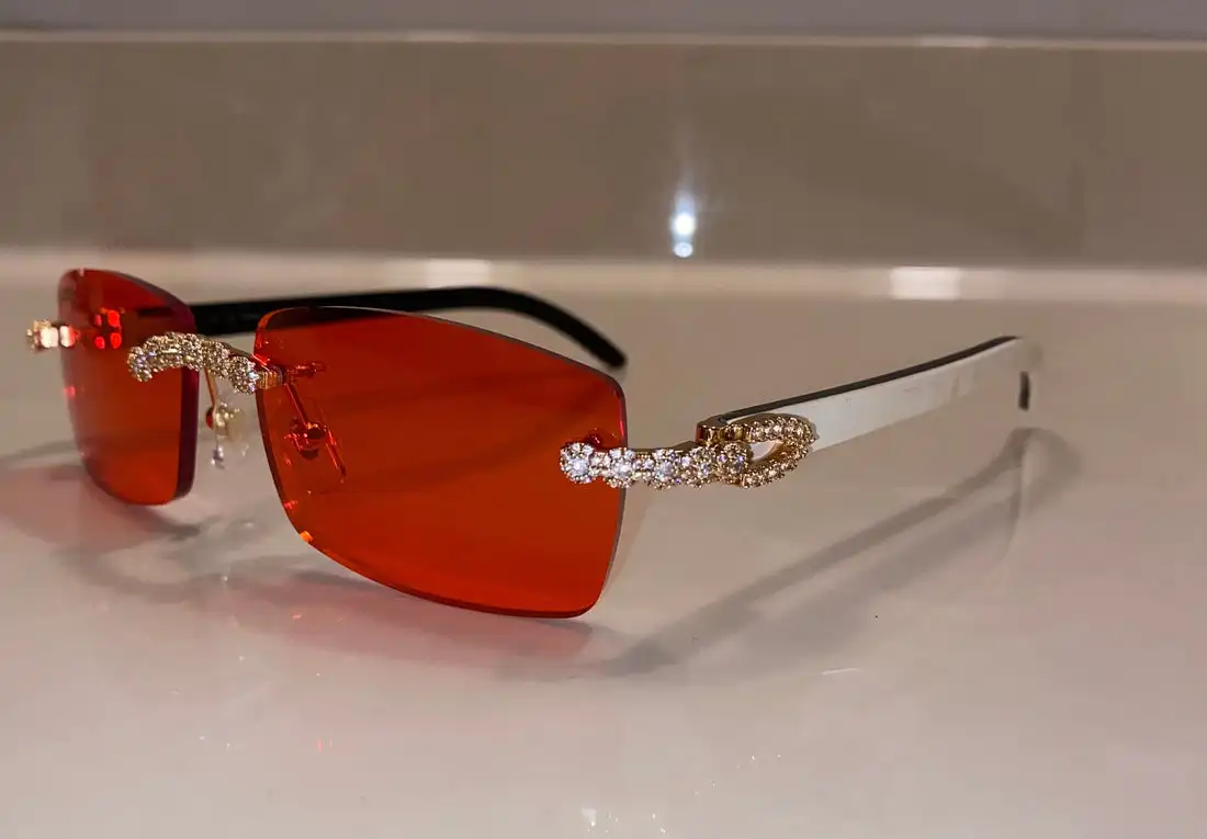 Iced Out Rimless Sunglasses Detroit Style Buffs Bussed Down Hip Hop ...