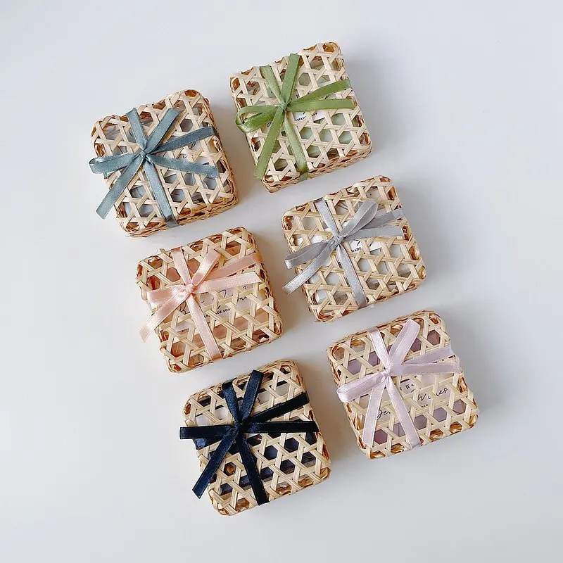 Mini Square Rectangular Cake Boxes Gift Packaging Decorative Bamboo ...