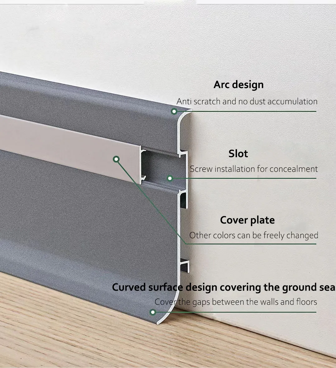 Hidden Lighting Concealed Led bar Aluminium Skirting Board Metal Base ...