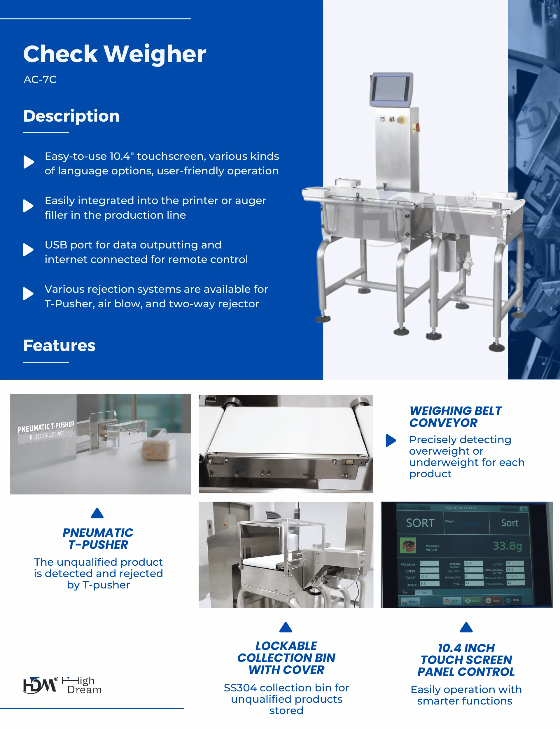 Checkweigher with Rejector Online Weight Check Machine Checkweigher ...