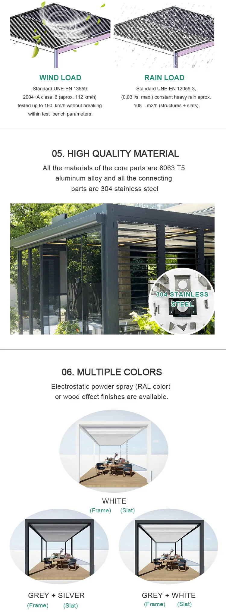 Garraf Outdoor Modern Aluminium Pergola Bioclimatica 3x3m 3x4m 3x5m ...