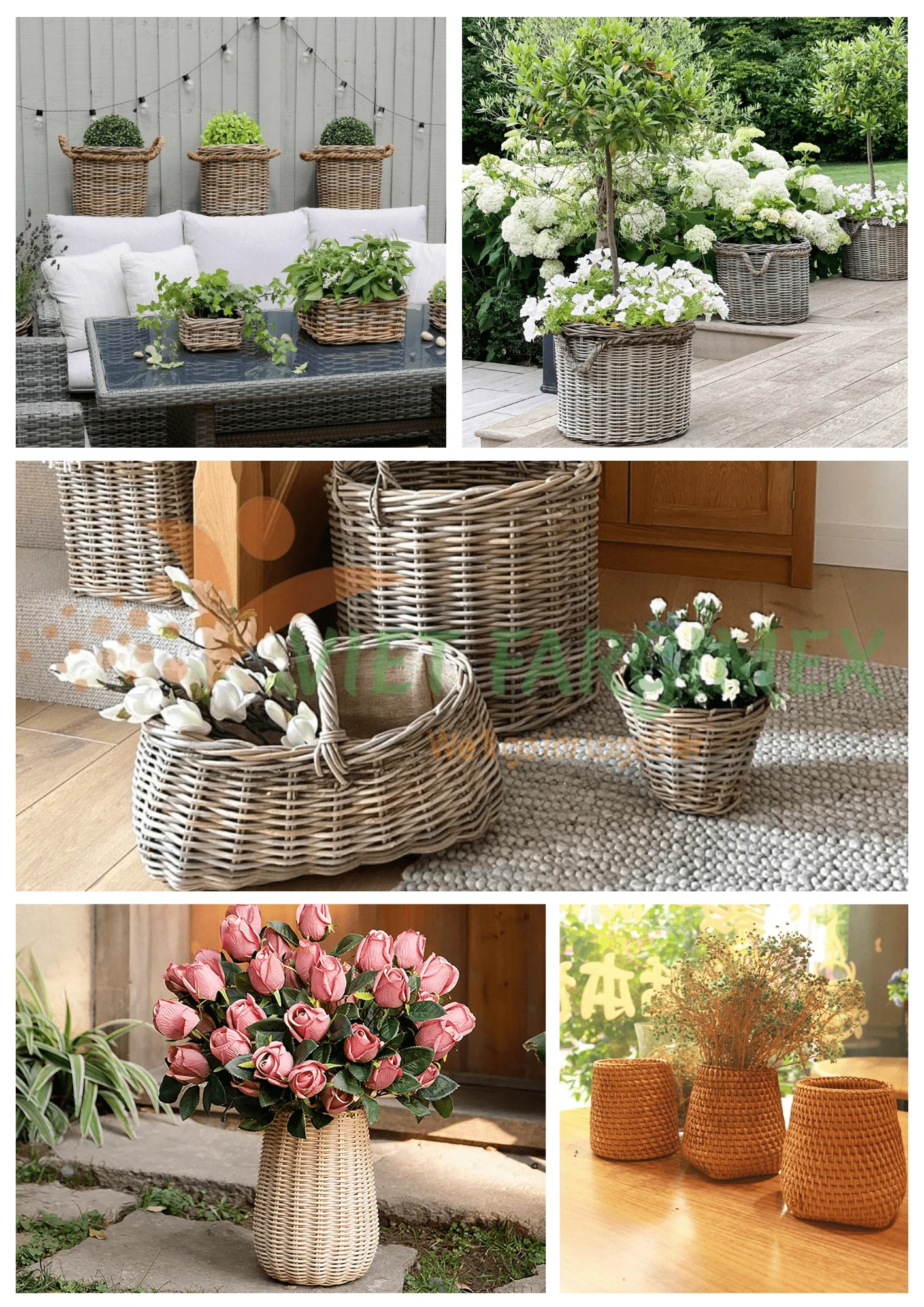 Natural Rattan Square Rattan Utensil Caddy Basket - Natural Handwoven ...