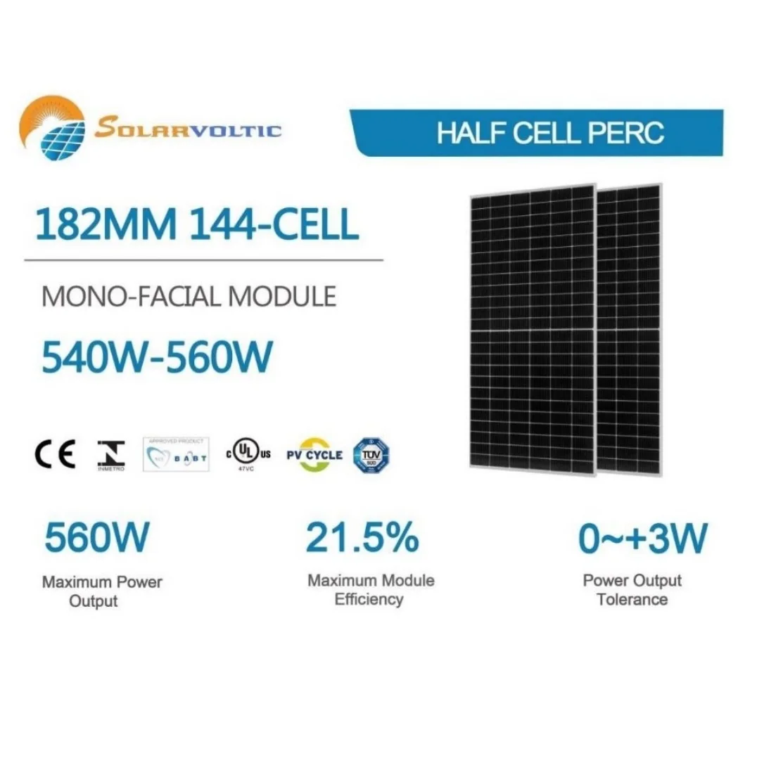 550w Mono Facial Solar Panel 182 Mm 144 Cell Maximum Output Power 560 W ...
