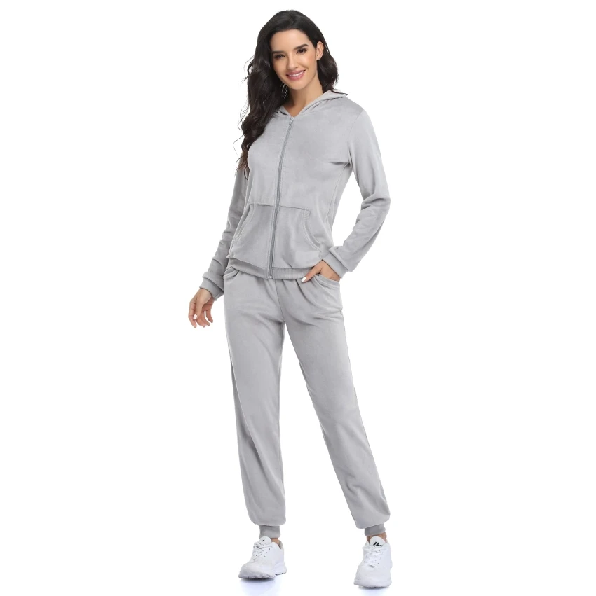 High Quality Aoyema Fashion Custom Velour Lady Tracksuit For Women Crop ...