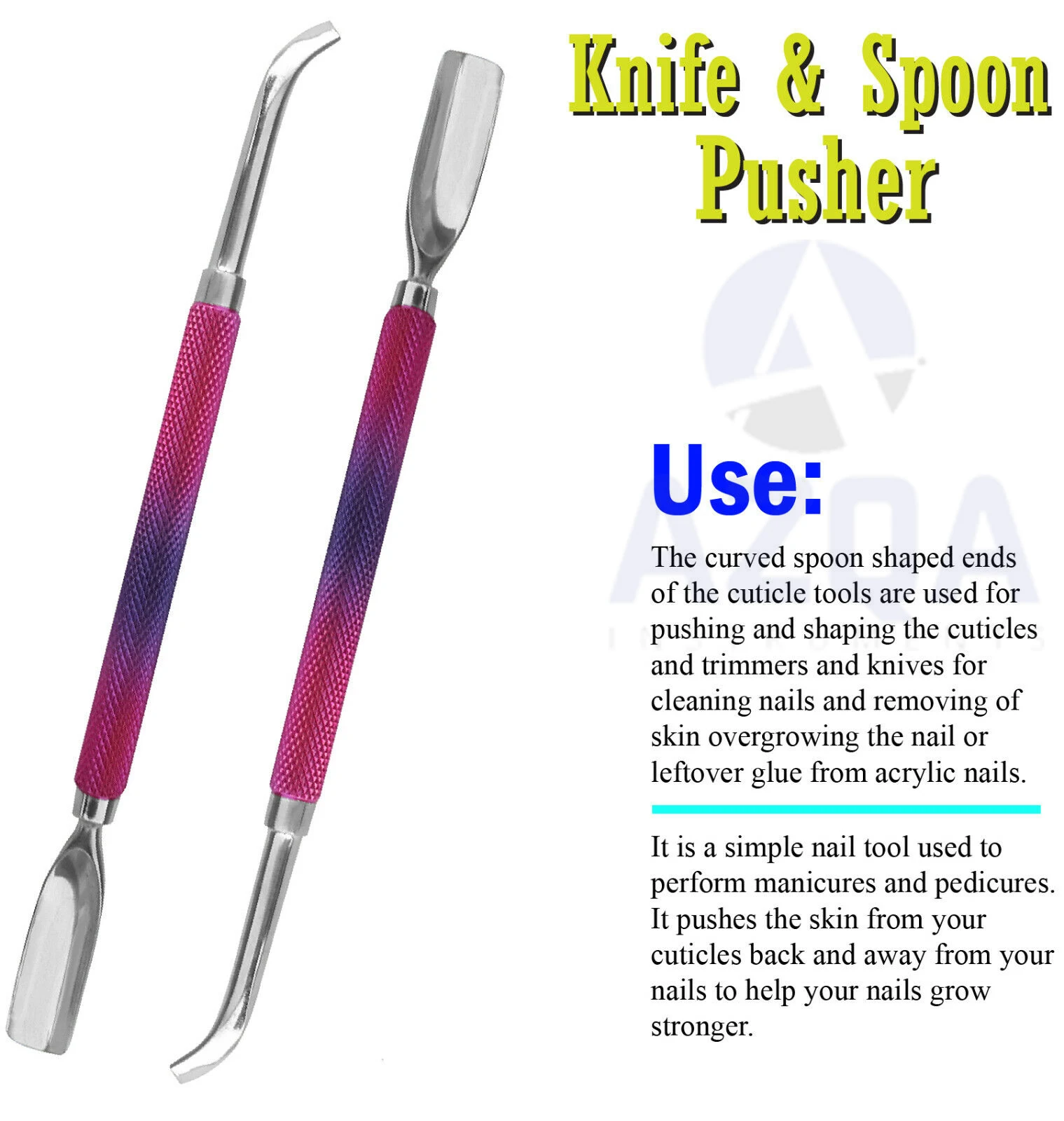 Stainless Steel Cuticle Pushers Remover Nail Cuticle Dead Skin Push ...