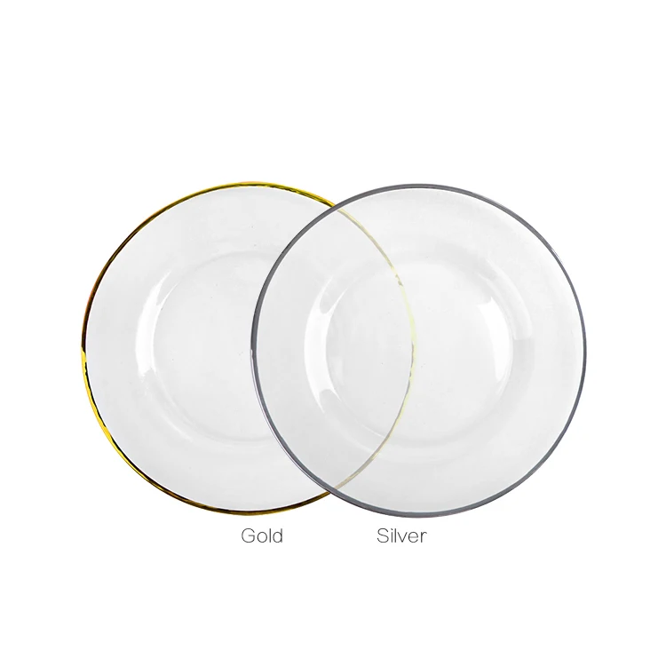 Modern Simple Design Gold Glass Plates clear Wedding Charger Plate ...