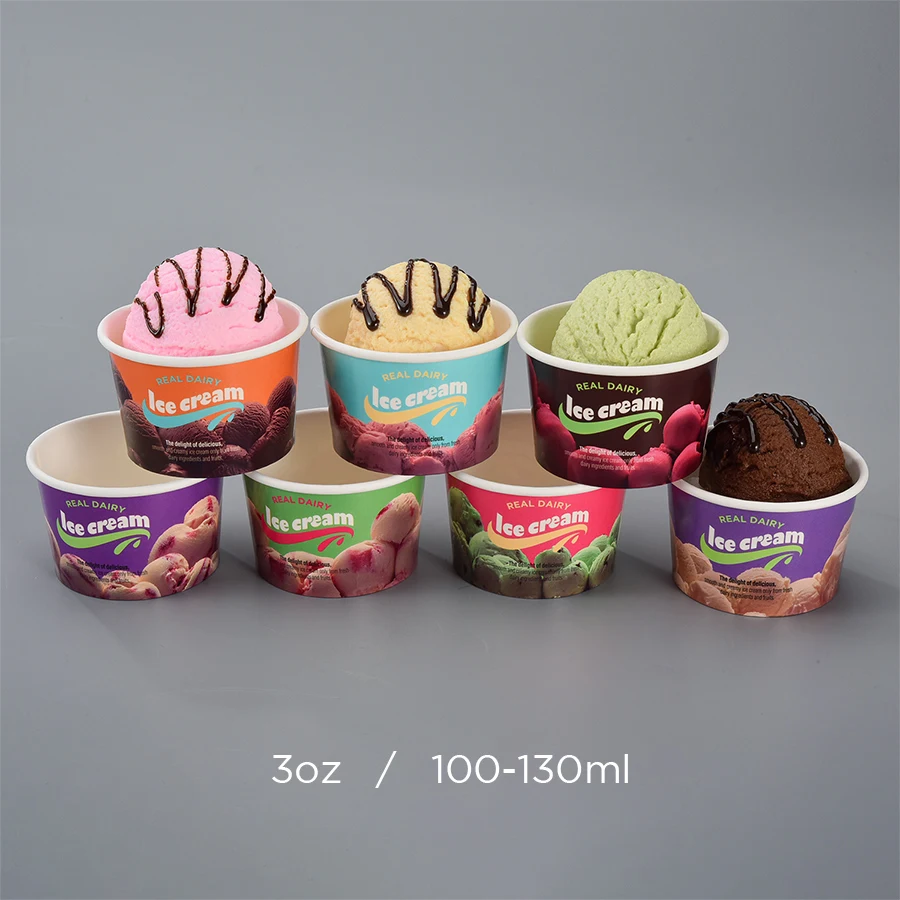 Biodegradable Packaging Branded Bamboo Paper Insulated Ice Cream Take ...