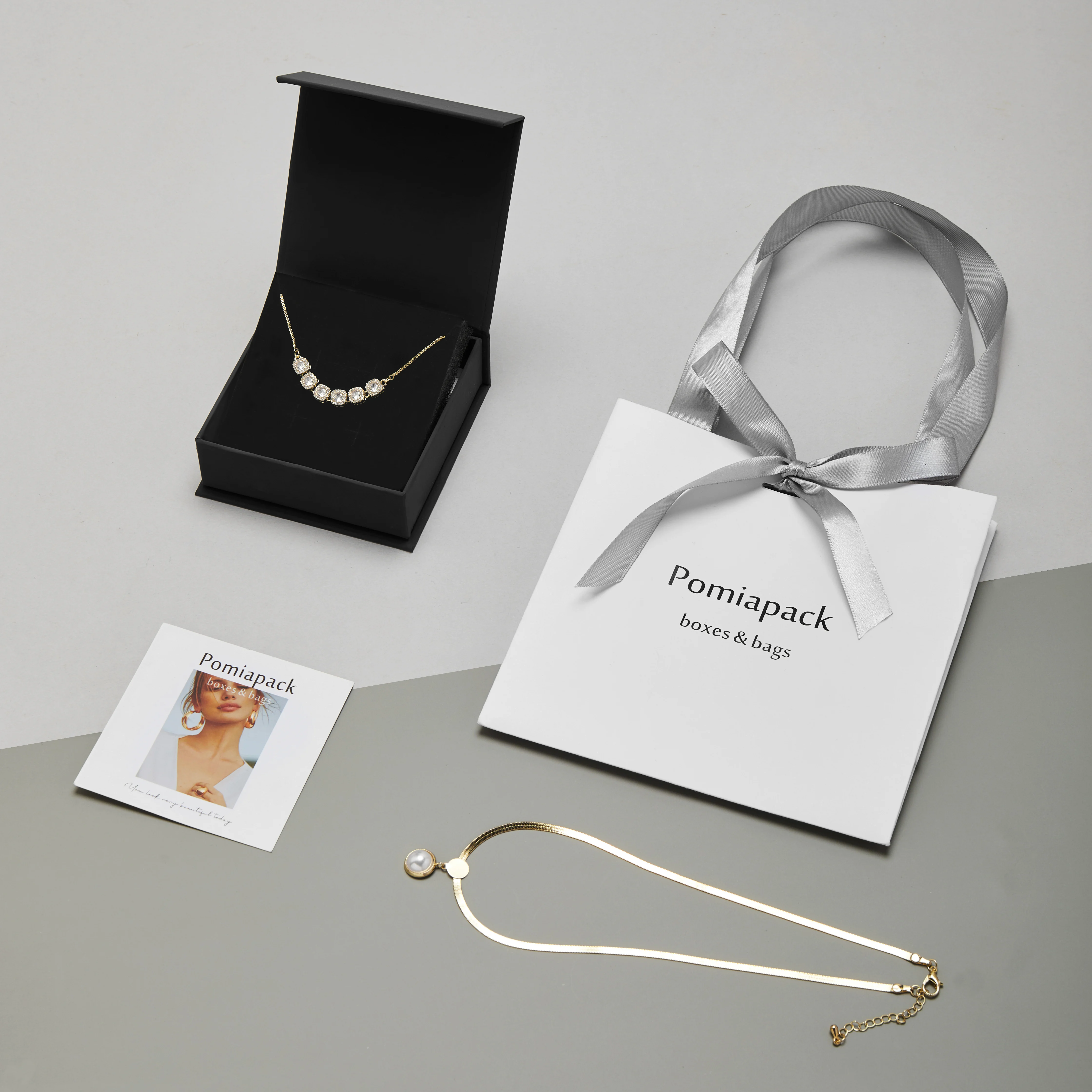 Luxury magnetic dark grey jewelry boxes packing custom logo packaging ...