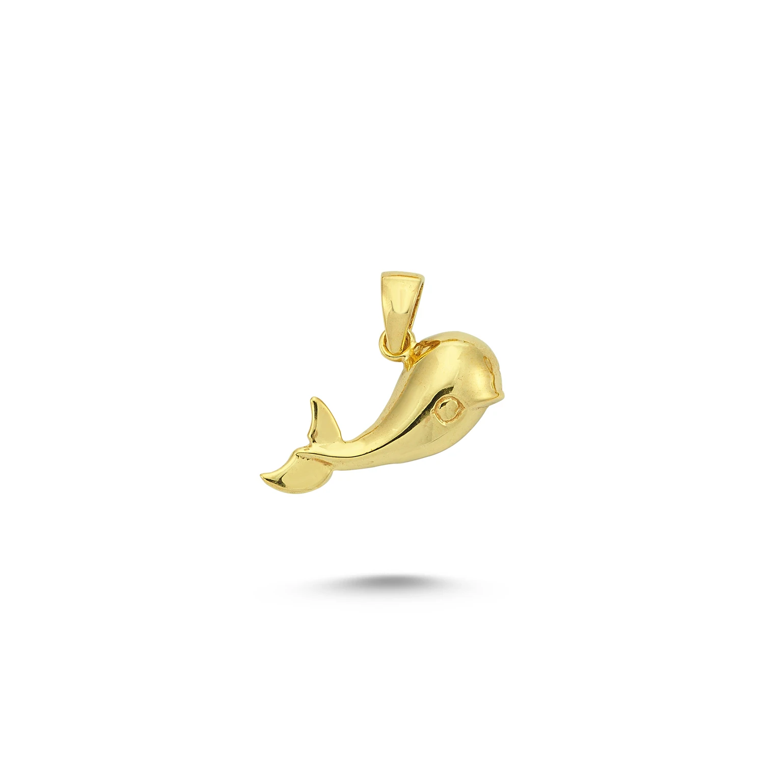 Shark Whale Tail Merlin Fish Charm Necklace 14k Gold