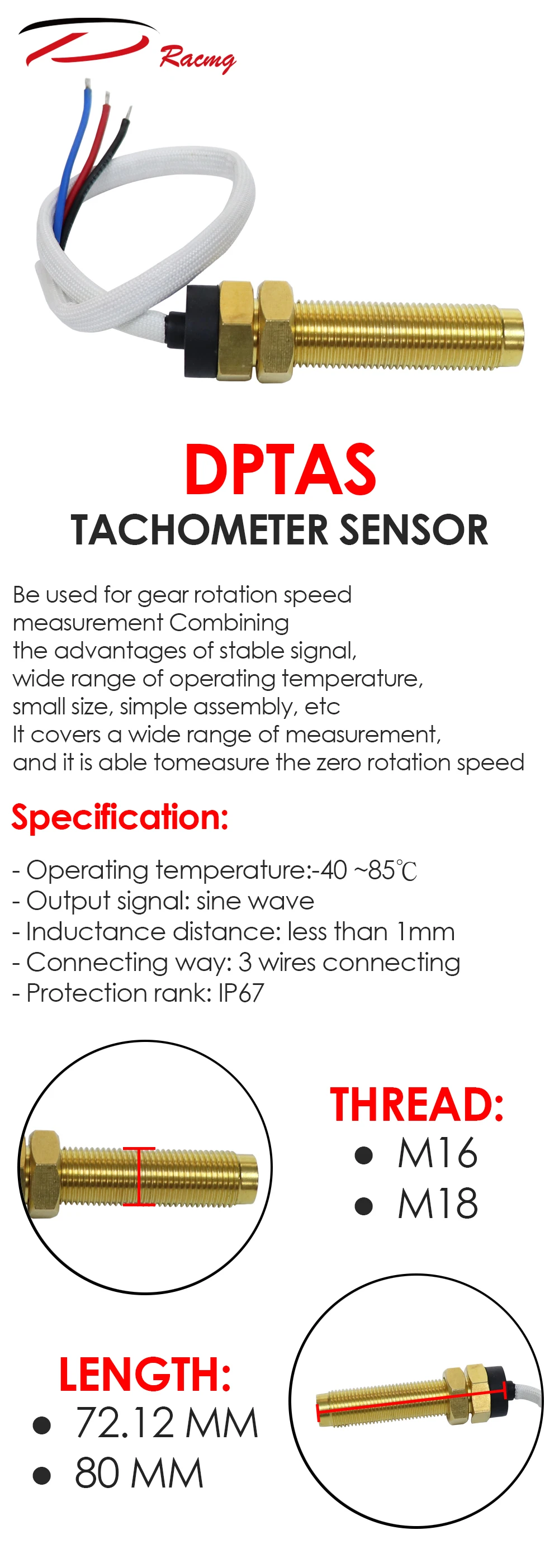 Universal Tachometer Sensor - Reliable RPM Measurement