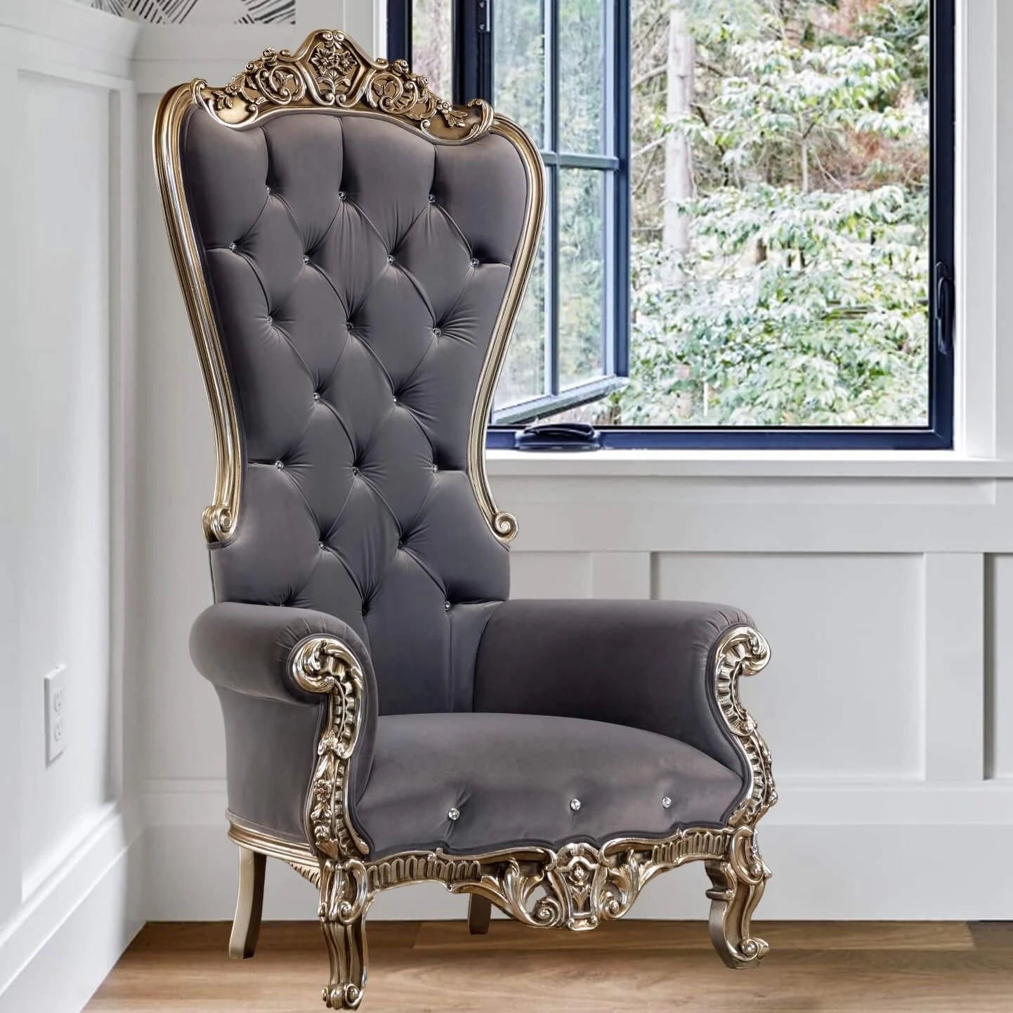 Fushiguro Classic Throne Chair Made Of Solid Wood With Wood Carvings ...