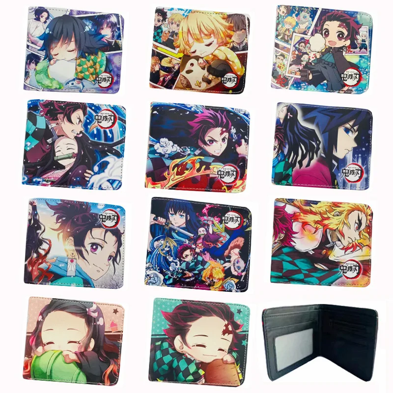 Anime Demon Slayer Men And Women Cartoon Pu Leather Student Card Short ...