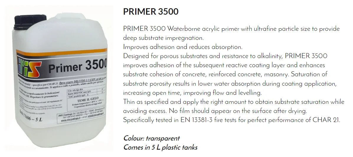 Special Primer Iris Primer 3500 For Intumescent Coatings For Concrete ...