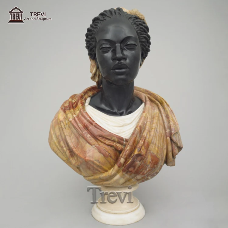 High Quality Decoration Natural Stone Carved Marble African Figure Bust ...