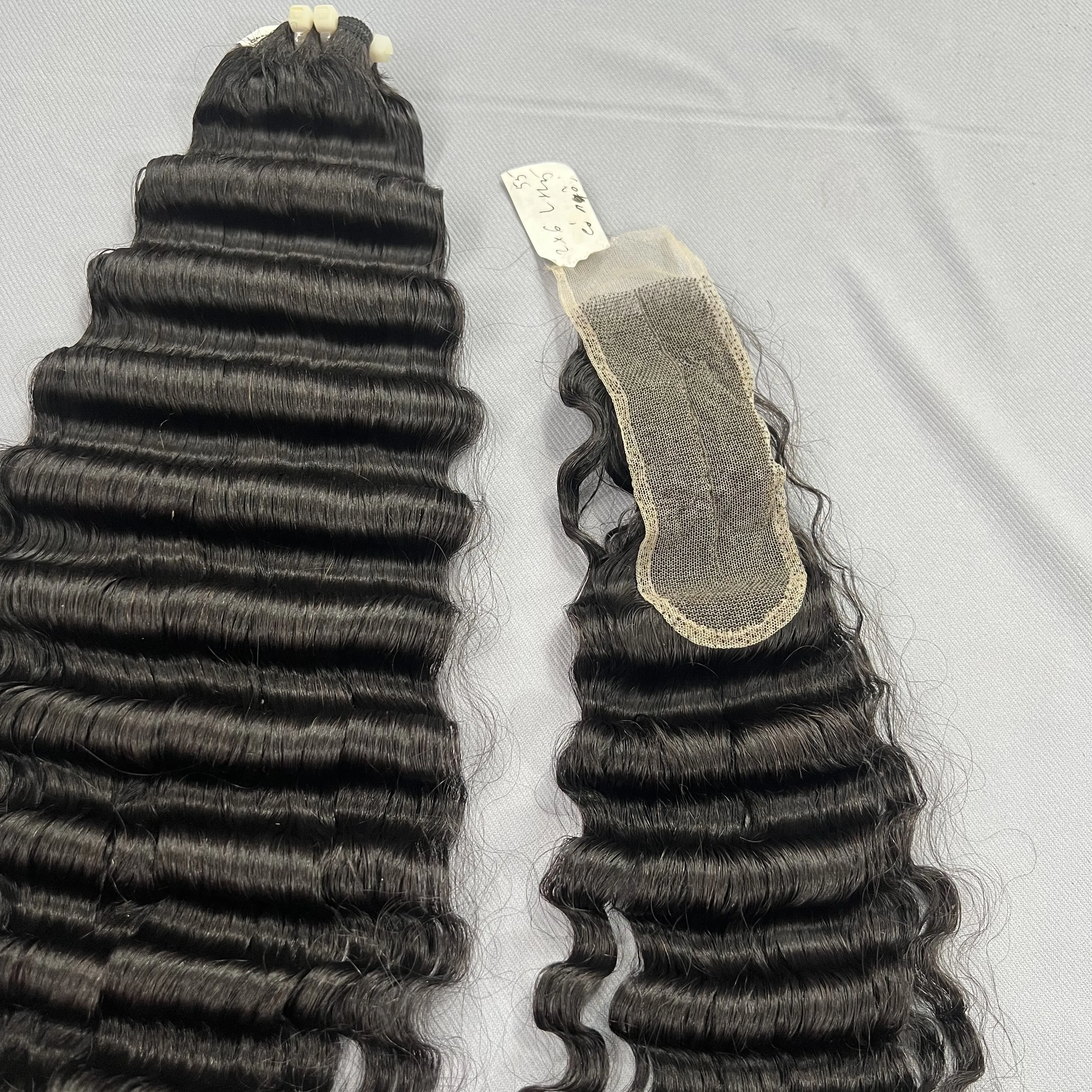 All Colors Available Virgin Deep Wave Hair Bundles with Lace 100% ...
