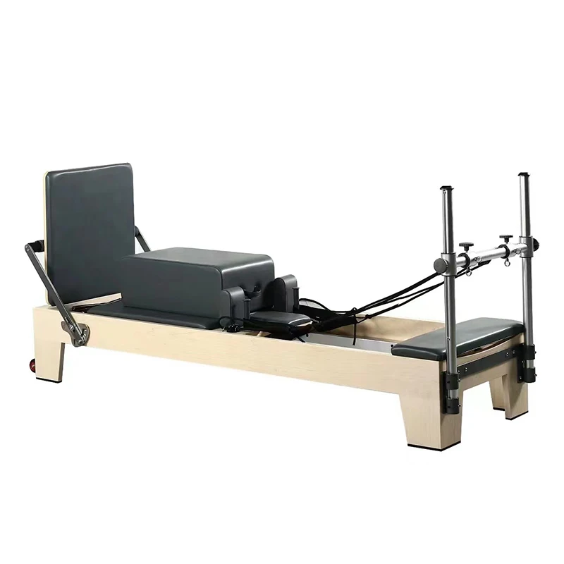 Wooden Pilates Reformer Metal Post Frame Adjustable Locking Wheel ...