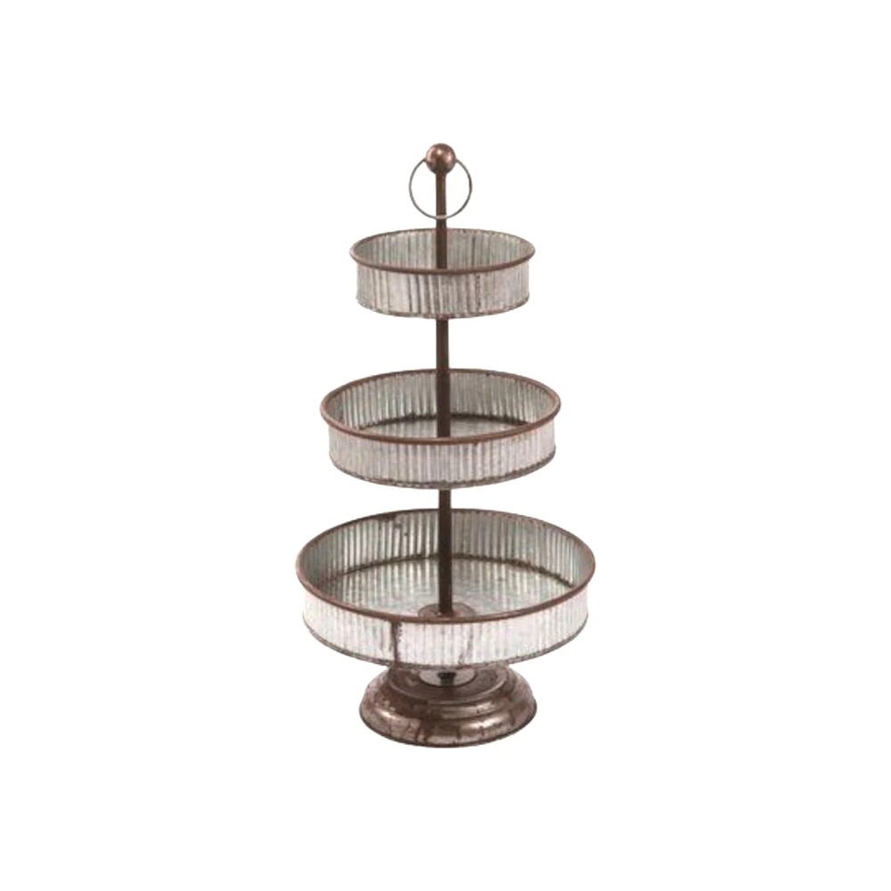 Elegant 3-Tier Galvanized Metal Cake Stand and Cupcake Display Serving ...