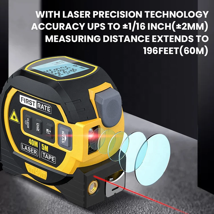 3 in 1 Digital Distance Range Laser Measure Tape - 5m