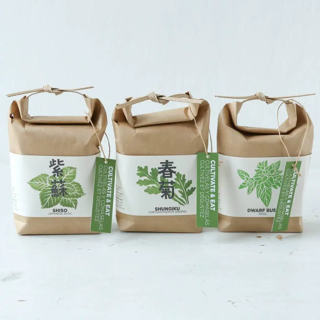 Compostable 2 Ply Kraft Bag with String Tie Handle for Rice