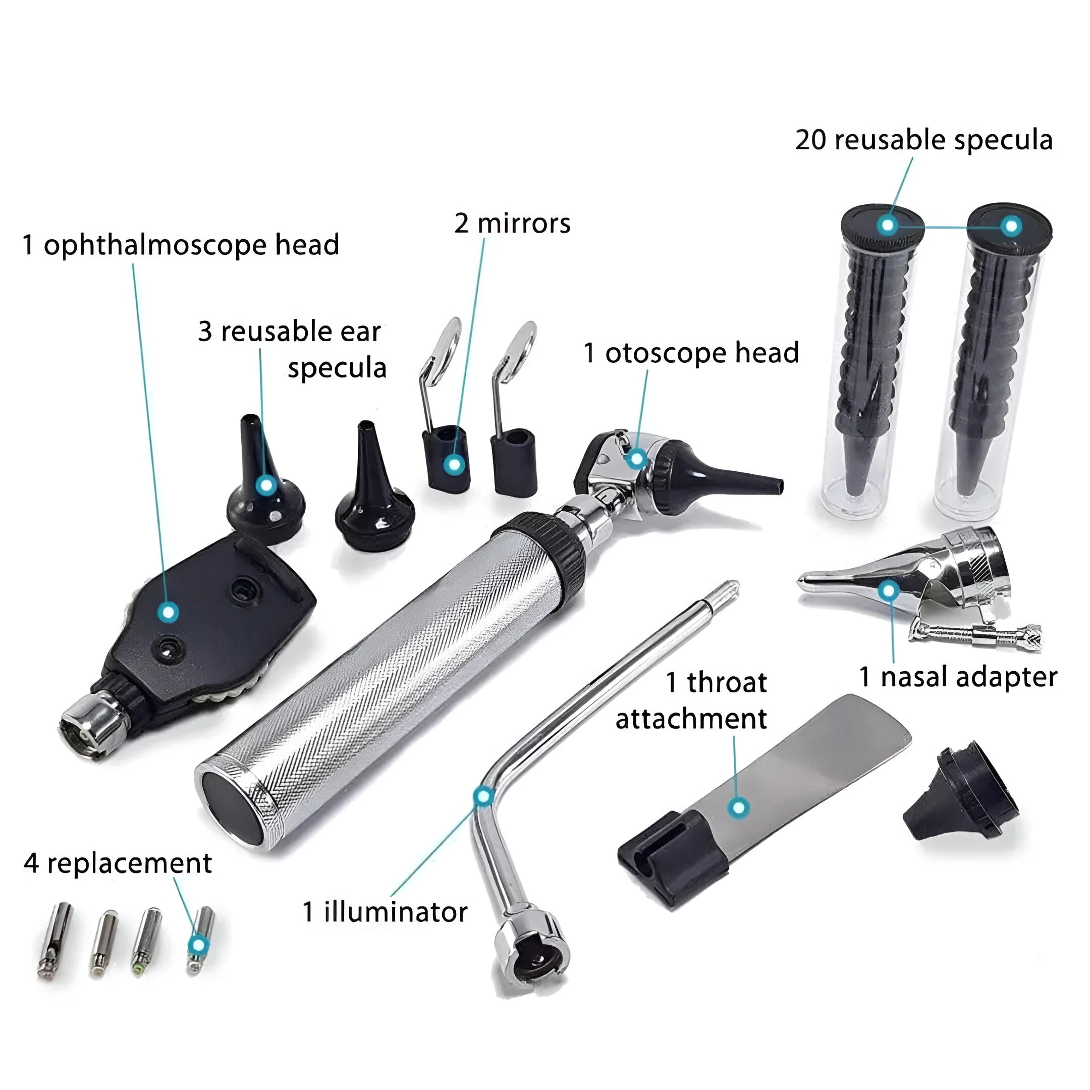 Universal Ent Diagnostic Set Professional Otoscope Ophthalmoscope Set Brass Otoscope Set Ent ...