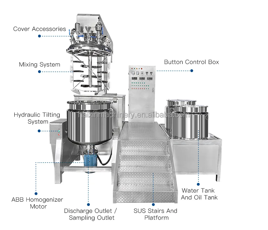 100l 200l 300l 500l Hydraulic Lifting Vacuum Emulsifying Homogenizer ...