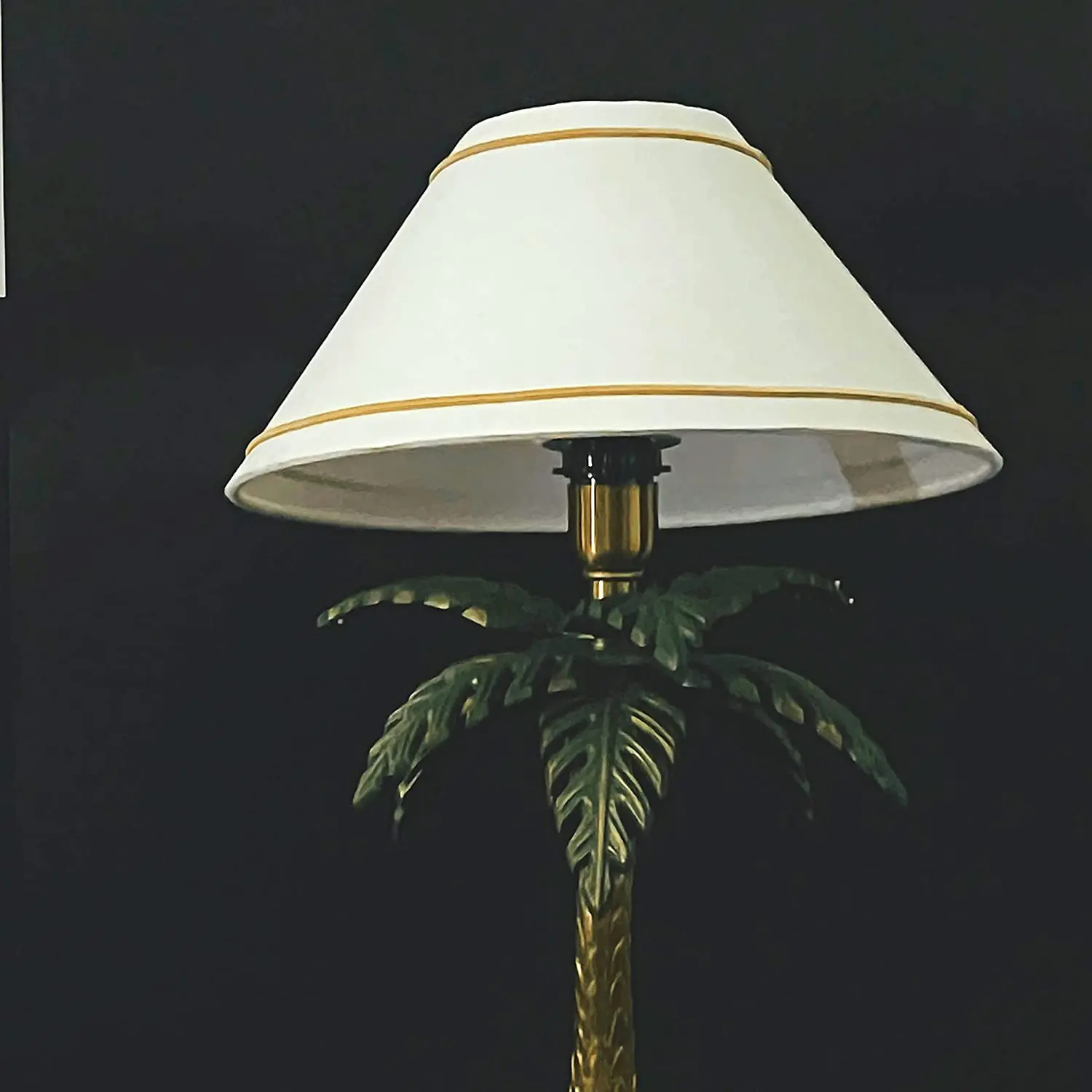 Tropical Oasis Camel and Palm Tree Antique Brass Gold Metal Table Lamp White and Beige Alibaba