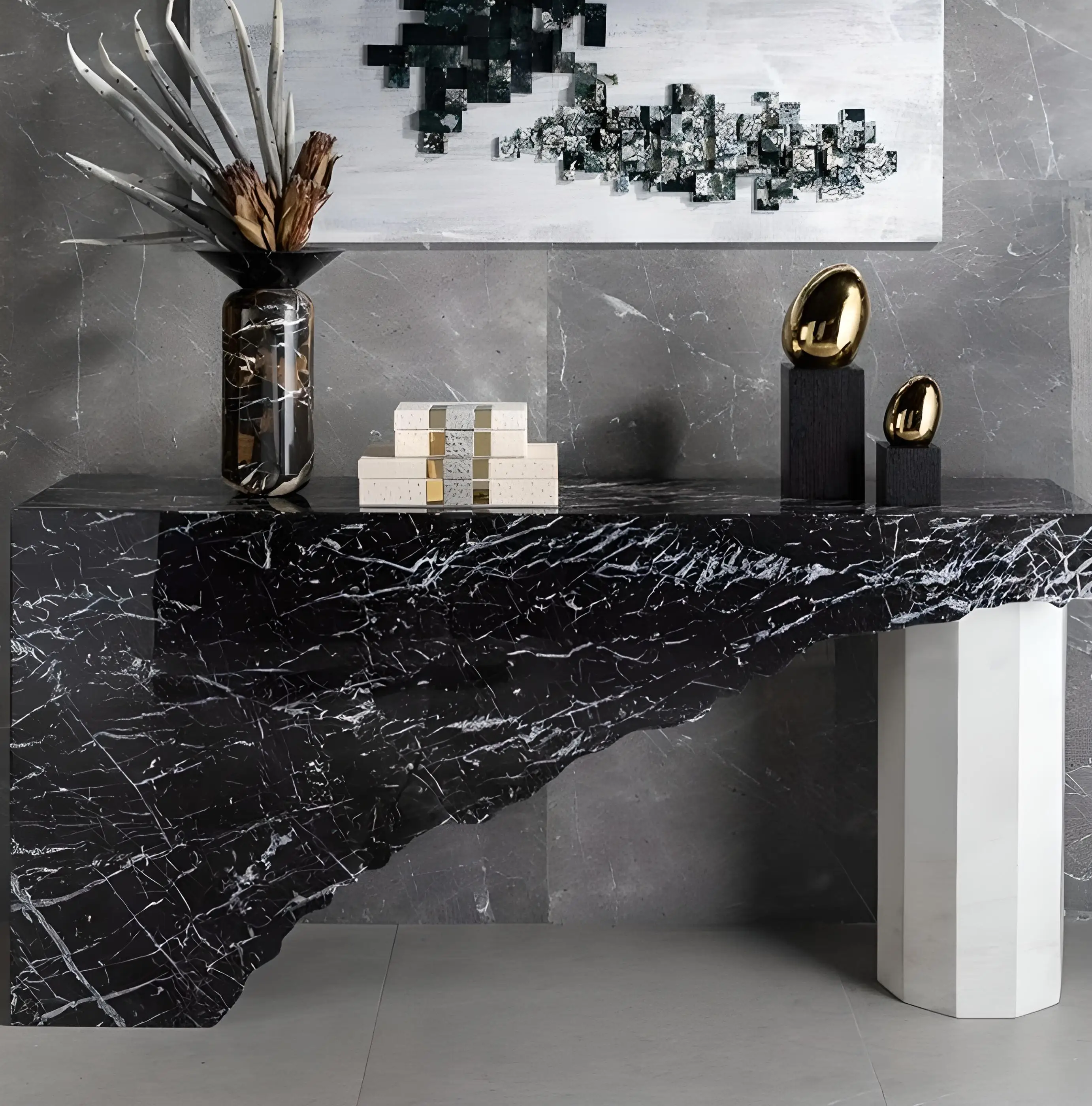 Modern Luxury Corner Table Marble Tea Coffee Table Top For Living Room ...