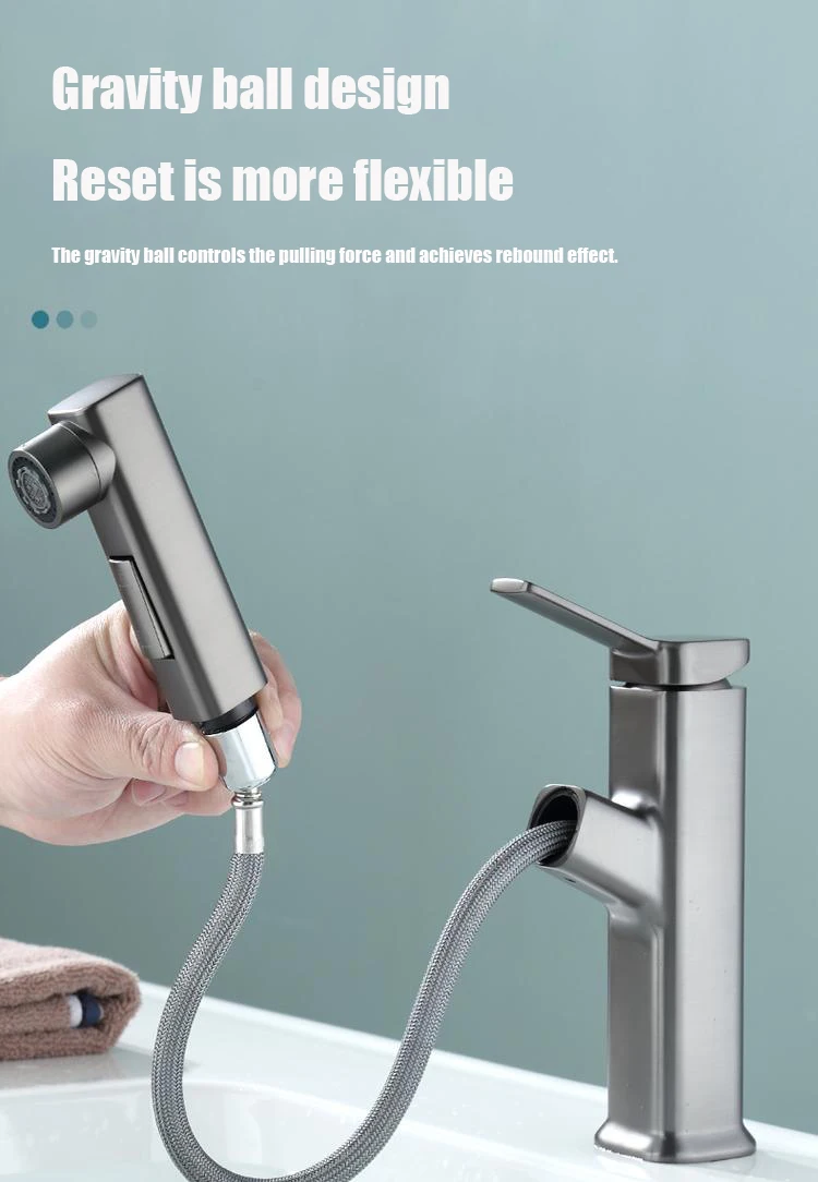 Three-mode Pull-out Basin Faucet Wash Bathroom Sink Faucets Luxury ...