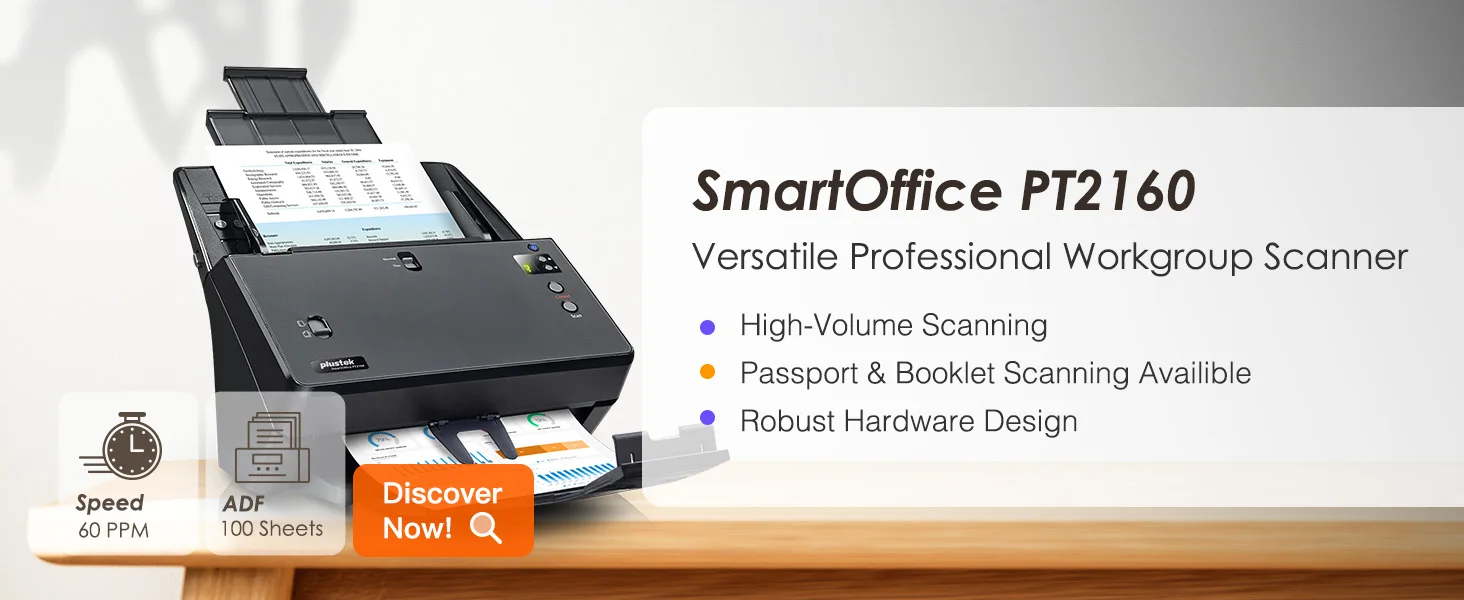 Plustek Document Scanner - High Speed Duplex Color Scanner
