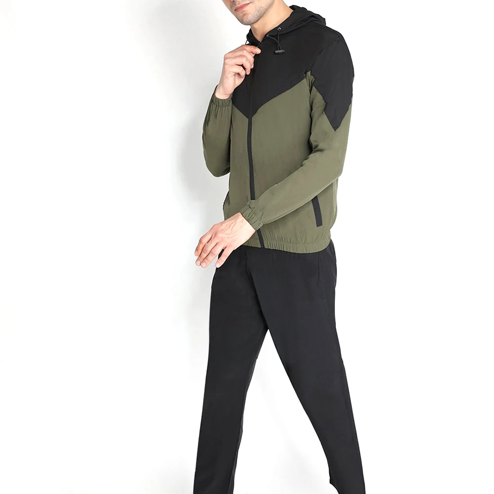 Black Olive-green Color Blocked Tracksuit Customized Training Wears Men ...