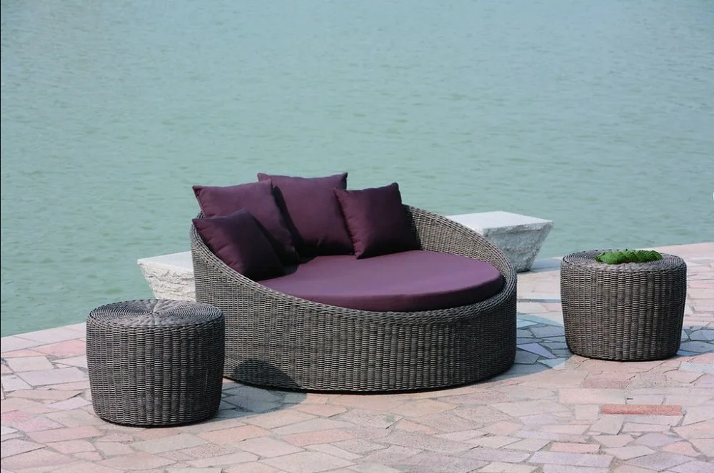 Outdoor Garden Sectional Poly Rattan Round Sun Lounger| Alibaba.com