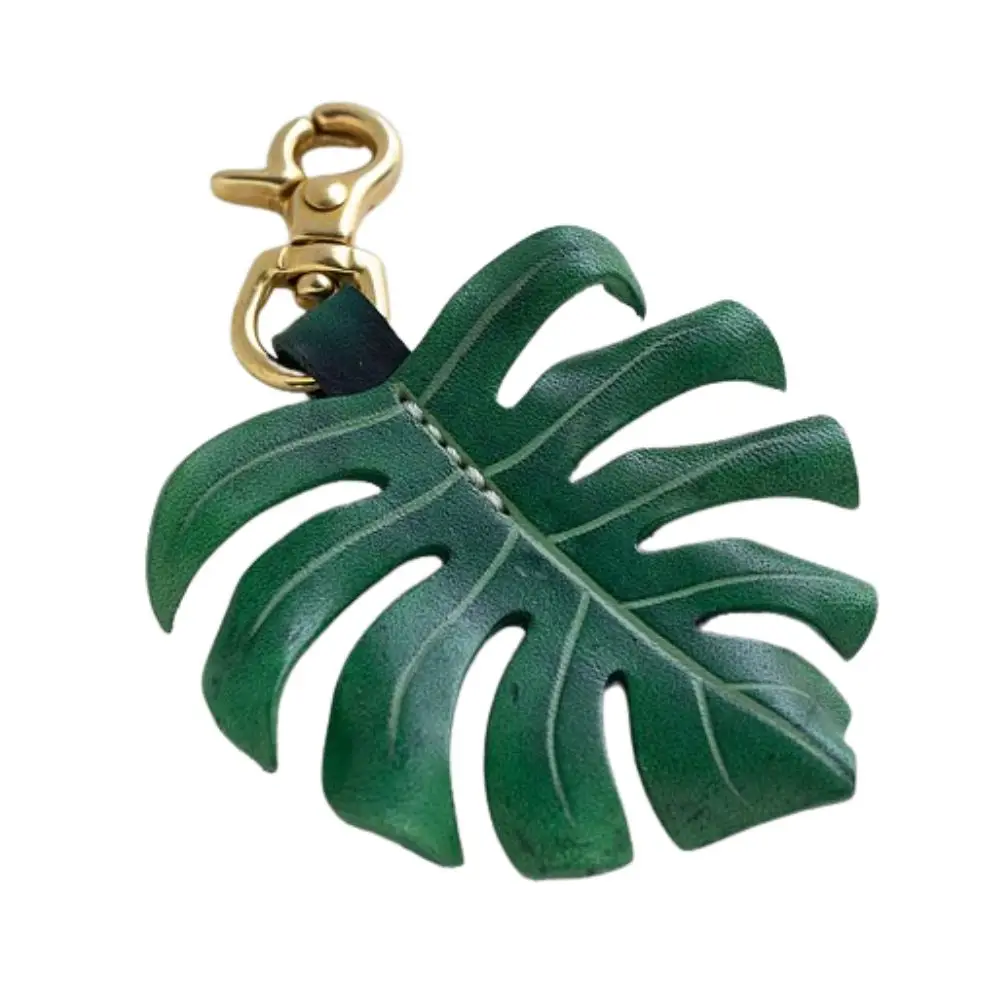 Custom PU Leather Monstera Leaf Keychain - Promotional Gift