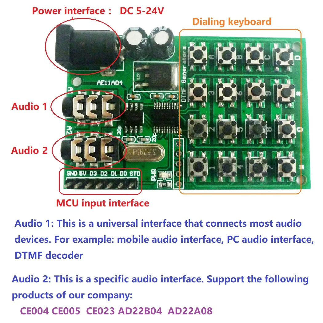 Ae11a04 Dtmf Audio Generator Encoder Transmitter Module Dialing Keyboard Control Dc 5-24v For ...