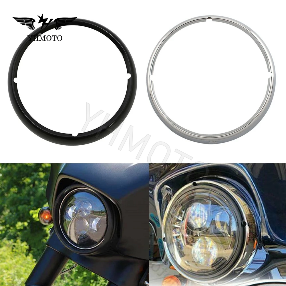 Motorcycle 7" Headlight Head Light Ring Cover Edge Trim For Harley ...