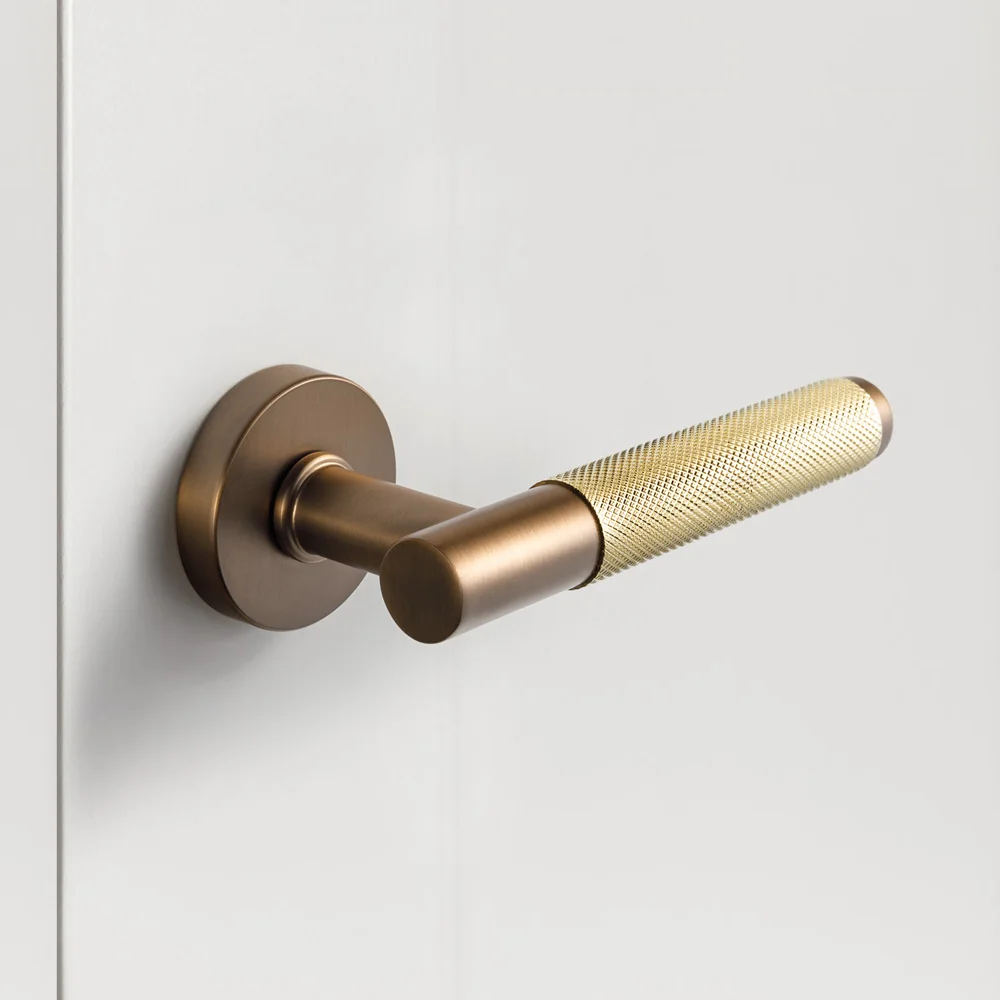 TIDO Texture Series - Knurled Matte Rose Gold Satin Lever Door Handle