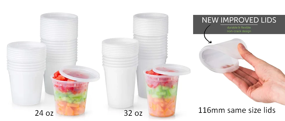 Clear Round Disposable Plastic Soup Containers - BPA Free