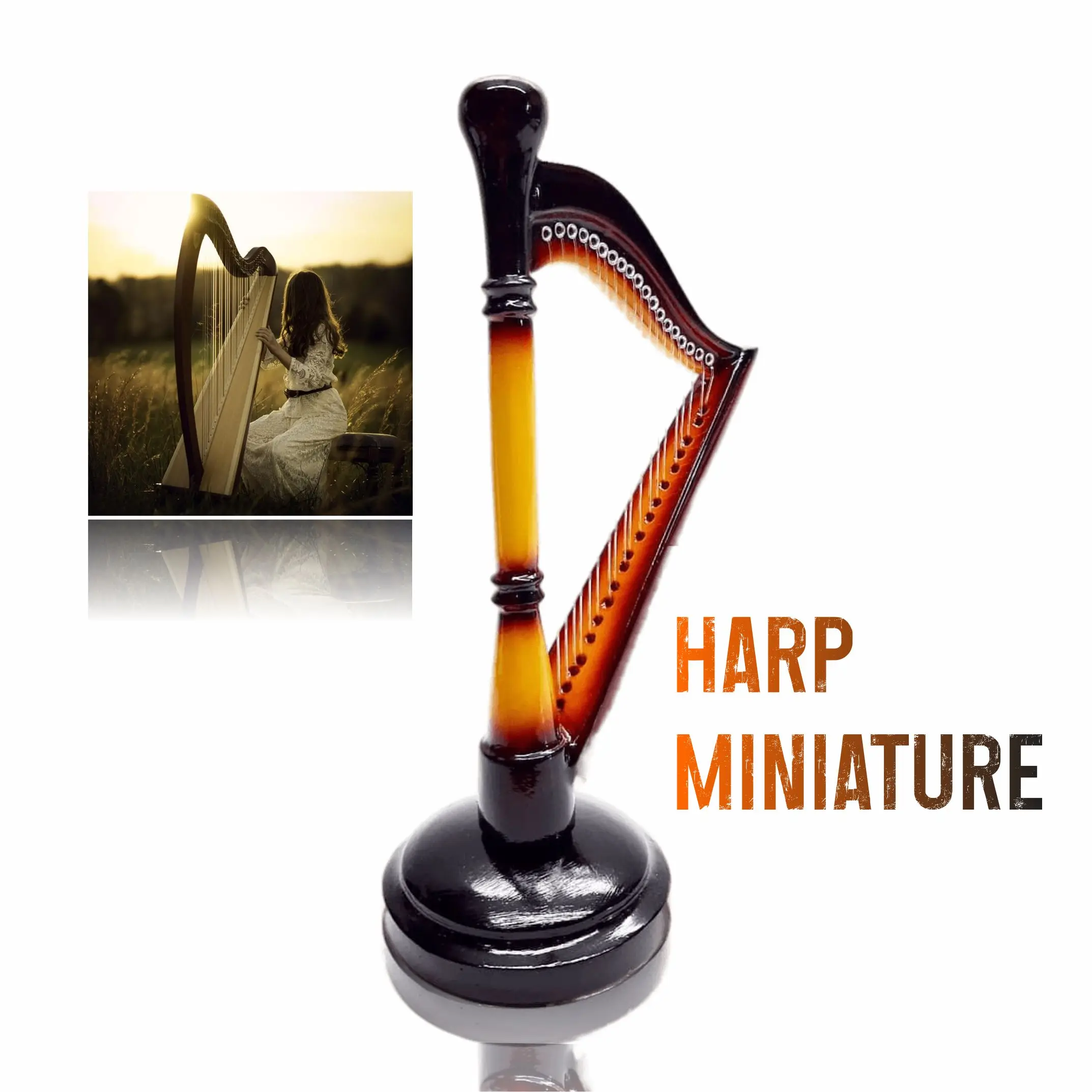 Miniature Harp figurine Resin Exclusive 20 cm for home decoration room ...