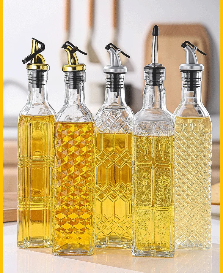 500ml Engraved Glass Oil Dispenser Bottle - Freshness-Preserving Food ...