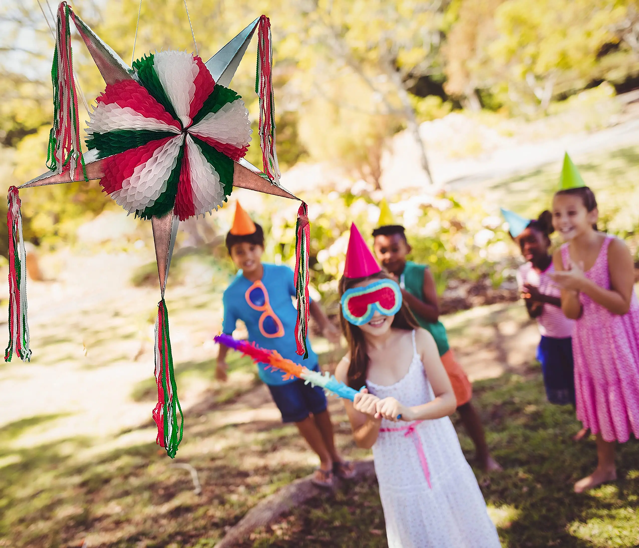 Extra Large Mexican Star Pinata With Green Cones Rope Holds Of Pinata ...