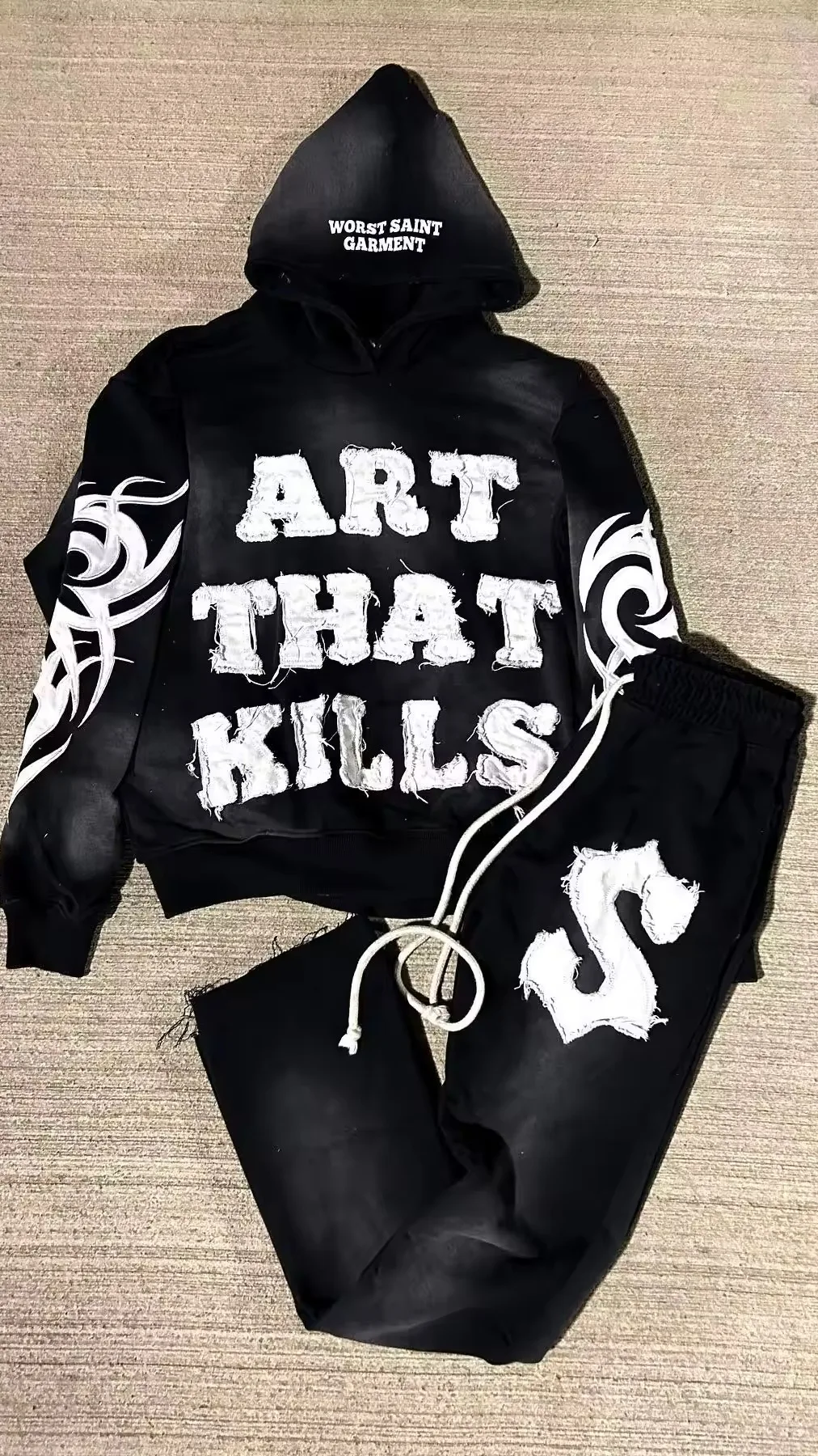 Y2k High Streetwear Custom 3d Foam Letters Puff Printing Black Men's Zip Up Oversized Hoodie ...
