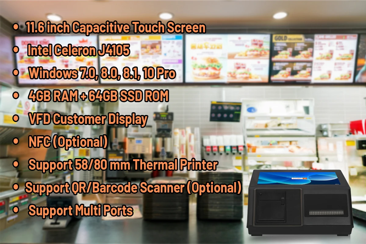 11.6" Android Pos Machine System All In One Touch Screen Supermarket ...